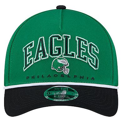 Men's New Era Kelly Green Philadelphia Eagles Throwback Arch COOLERA 9FORTY A-Frame M-Crown ...