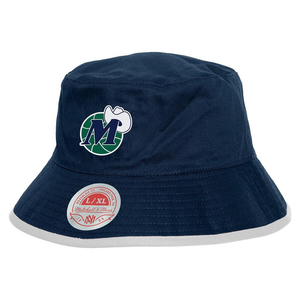 Men's Mitchell & Ness Navy Dallas Mavericks Flip It Reversible Bucket Hat
