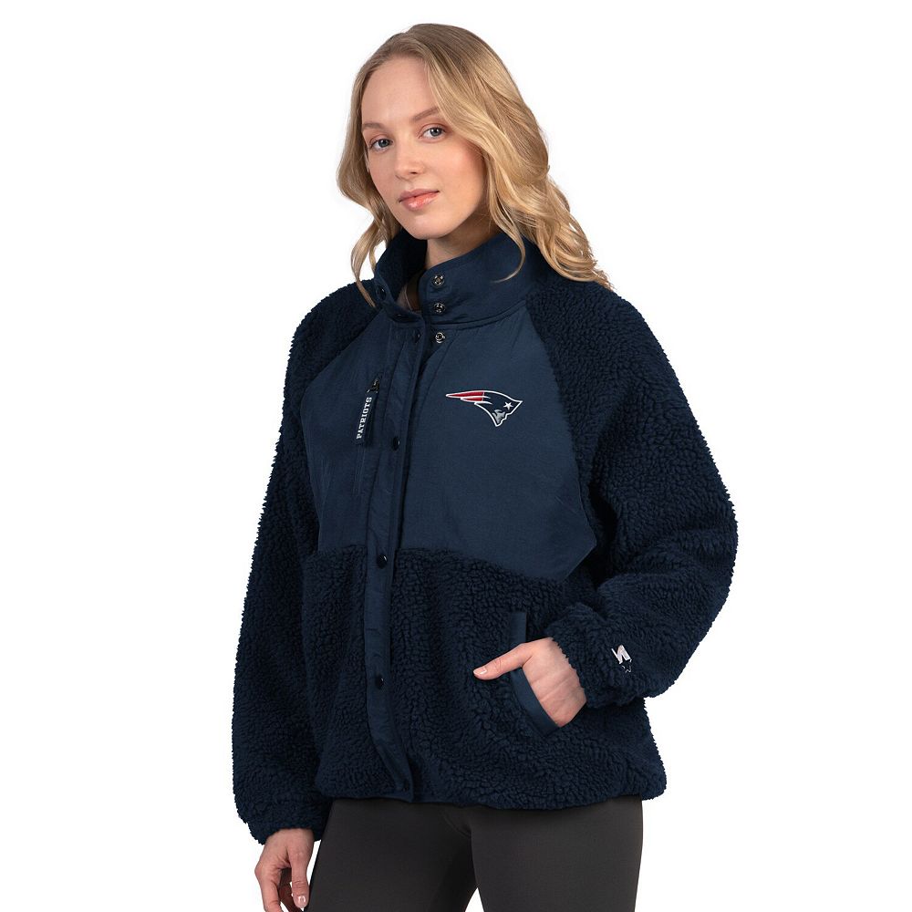 Women's Starter Navy New England Patriots On the Ball Sherpa Jacket
