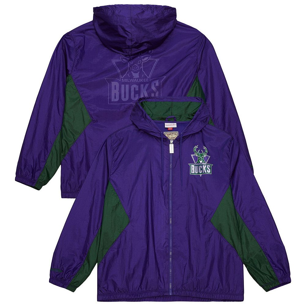 Men's Mitchell & Ness Purple Milwaukee Bucks Playmaker Full-Zip Hooded ...