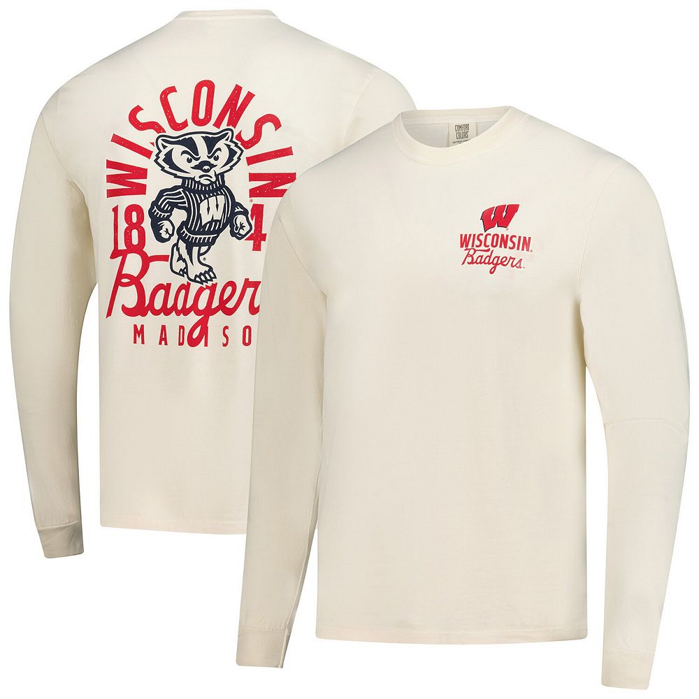 Men's Natural Wisconsin Badgers Comfort Colors Mascot Overlay Long ...