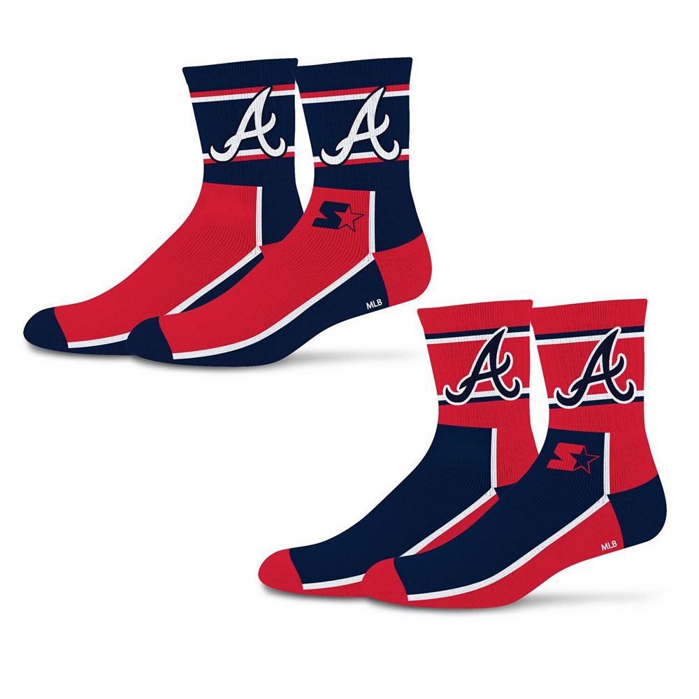 Unisex Starter Navy/Red Atlanta Braves Double Color Block 2-Pack Mid ...