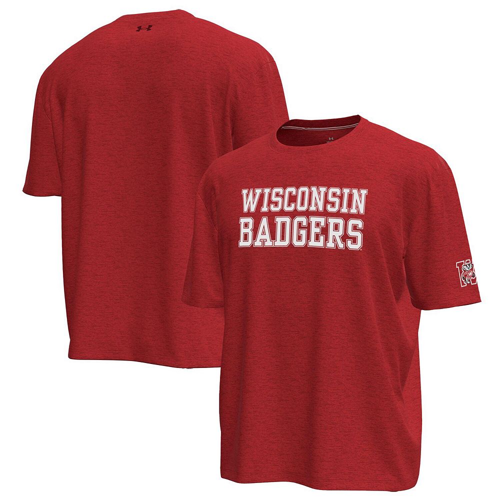 Men's Under Armour Red Wisconsin Badgers Throwback Motion Heavyweight T ...
