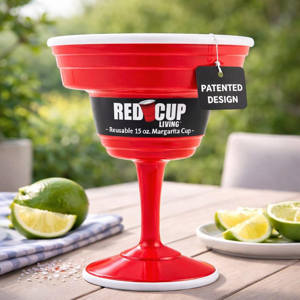 15 Oz Red Margarita Cup with Stem, Durable, Unbreakable, Fit for ...