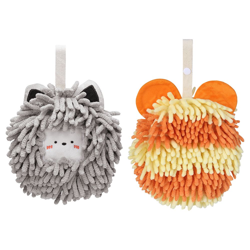 2Pcs Fuzzy Ball Bathroom Hand Towels, Decorative Soft Absorbent Hand ...