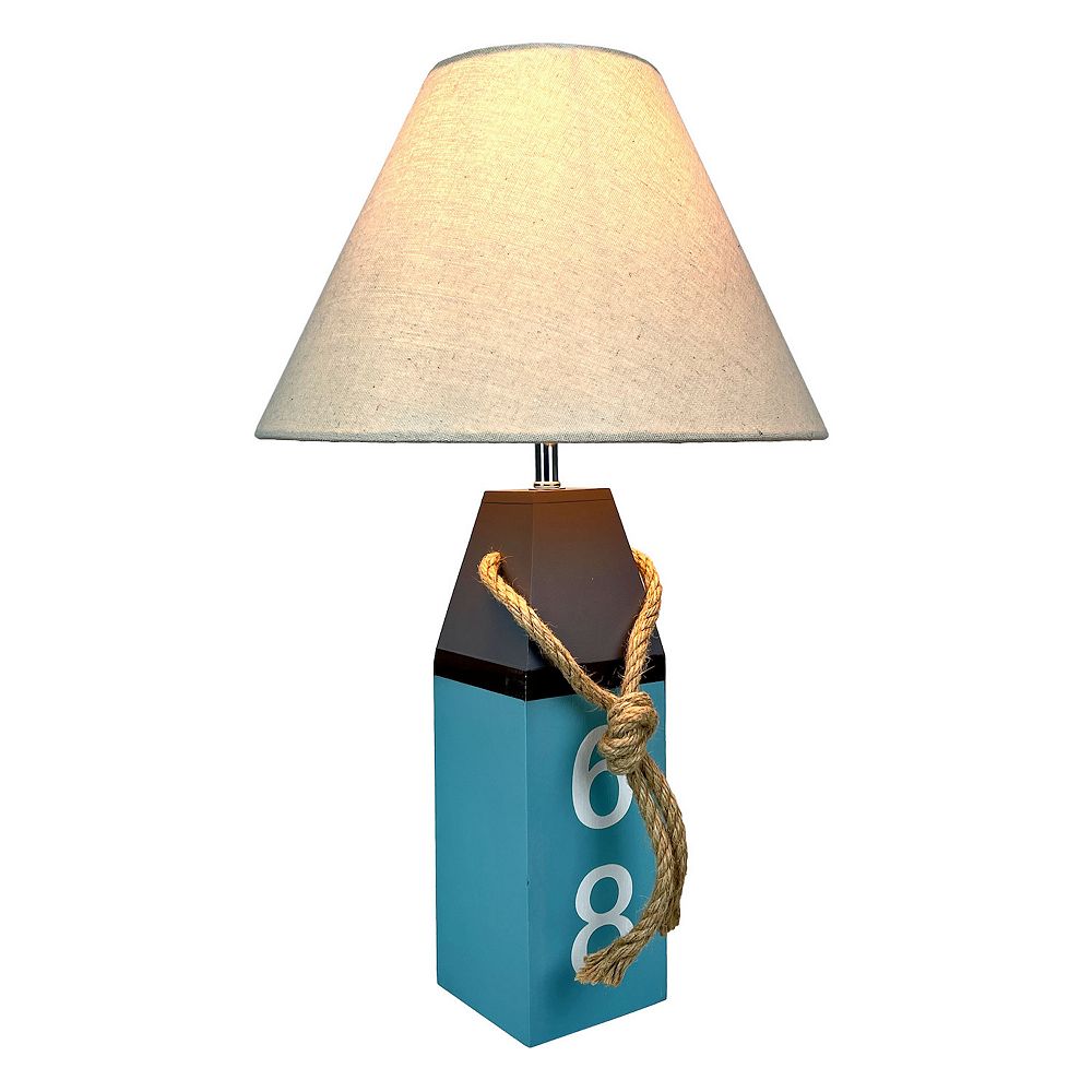 Coastal Blue Buoy Table Lamp 19.5" Nautical Beach Decor with Shade