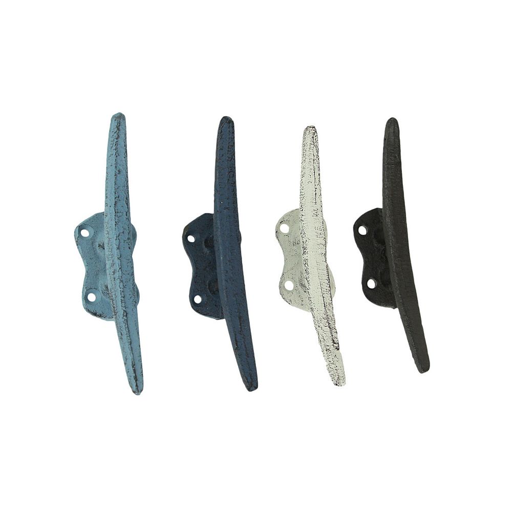 Set of 4 Colorful Cast Iron Nautical Cleat Wall Hooks/Drawer Pulls