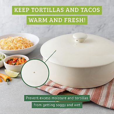 Chef Tacos Ceramic Tortilla Warmer, Microwavable, Tortilla Holder with ...