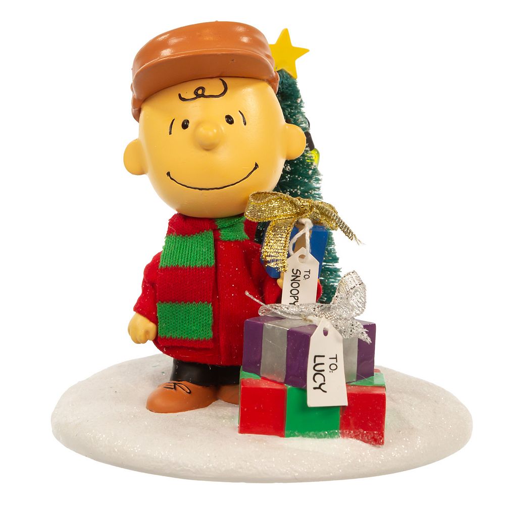 Kurt Adler 4.5-Inch Fabric Mache Peanuts® Charlie Brown with Tree Table ...