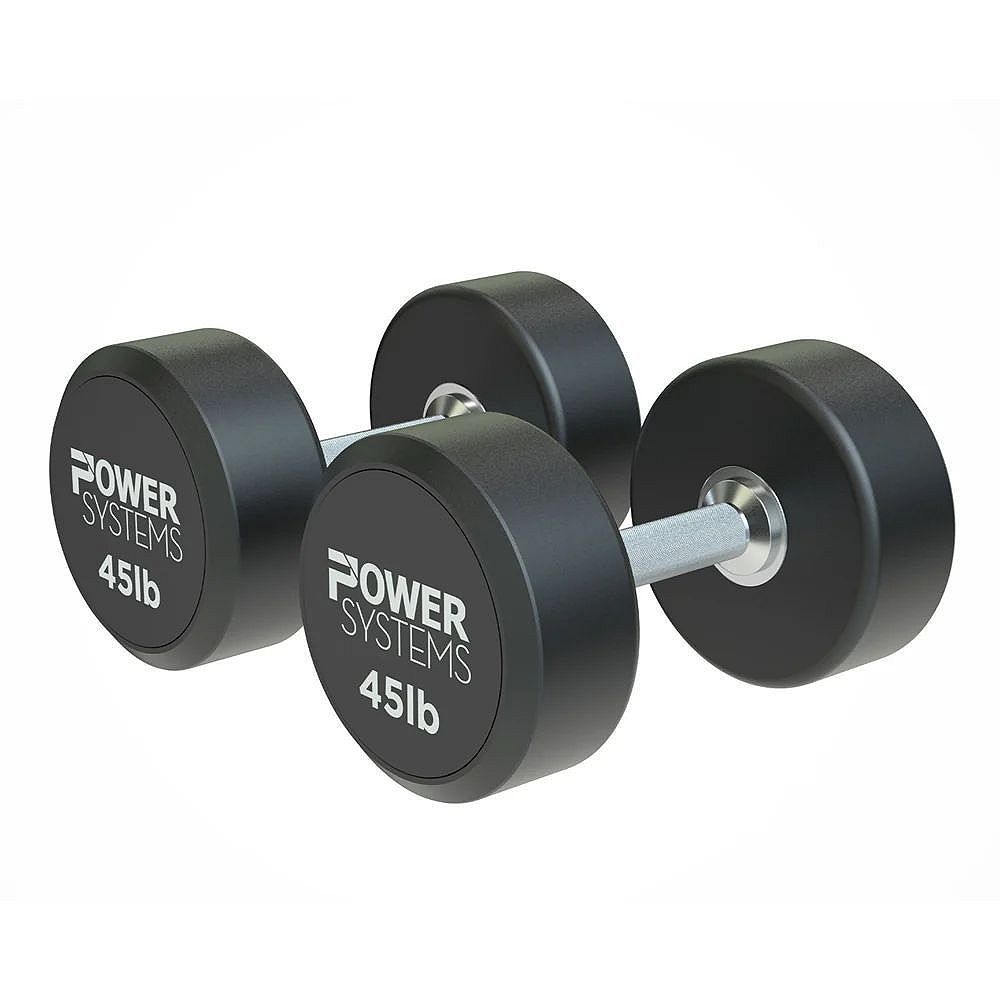 Power Systems ProStyle Round 45 lbs Rubber Dumbbell Set, Fitness ...