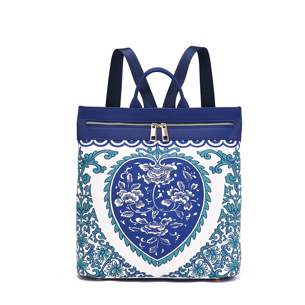 Mellow World Porcelain Print Backpack With Zip Closure