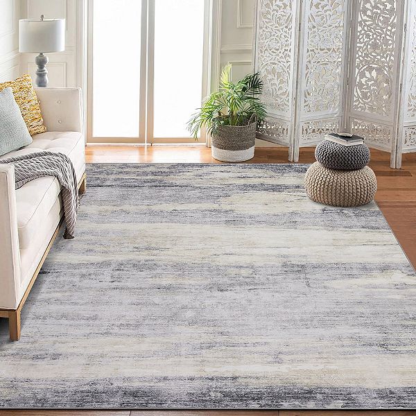 Abstract Area Rug Machine Washable Runner Rug Non Slip Backing Low Pile ...