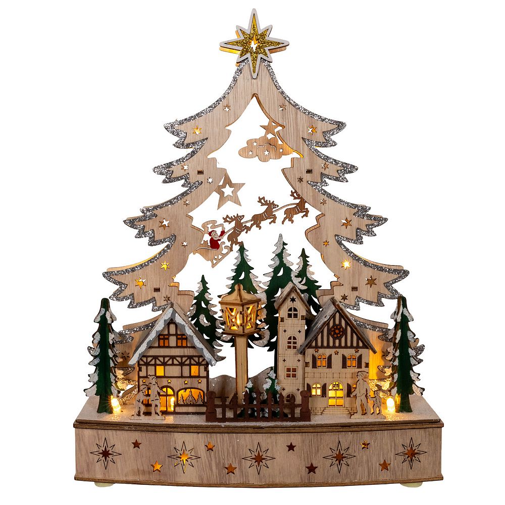 Kurt Adler 12.6-Inch Battery Operated Lighted Christmas Tree Village Table Decor