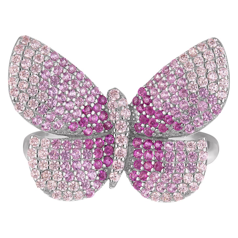 Designs by Gioelli Sterling Silver Cubic Zirconia Butterfly Ring