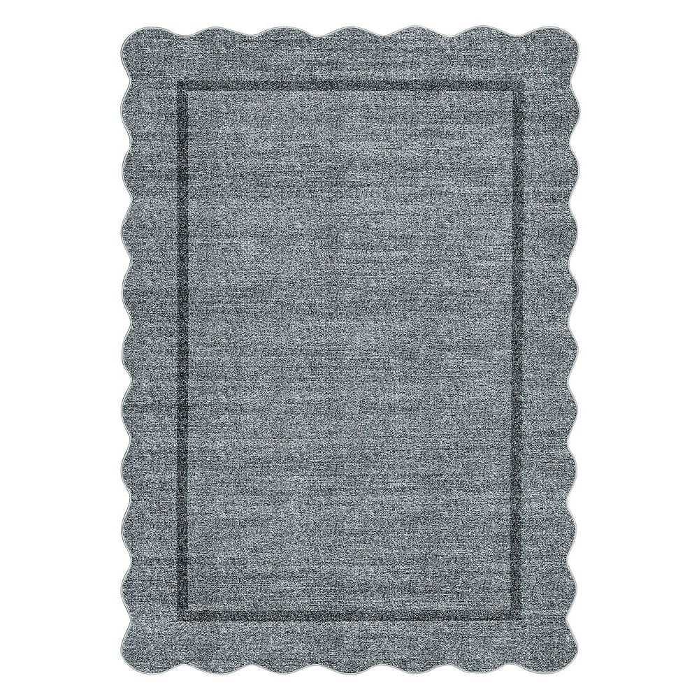 Modern Scalloped Edge Machine Washable Area Rug Stain-Resistant ...