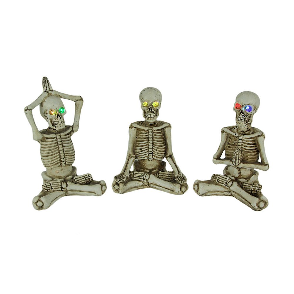 Bone Stretchers Yoga Skeleton Figurines with Color Changing LED Eyes ...