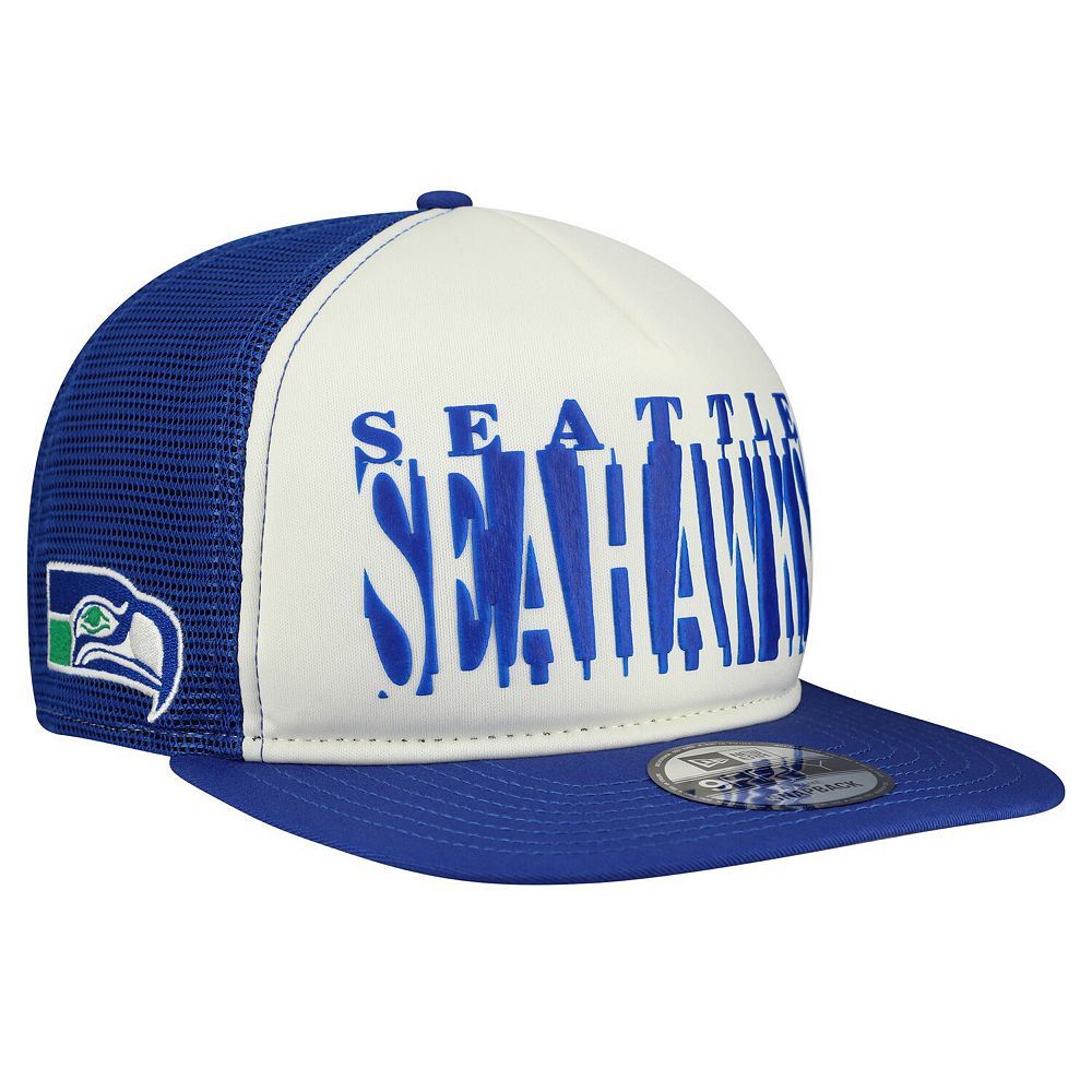 Men's New Era Cream/Royal Seattle Seahawks Throwback Cutout A-Frame ...