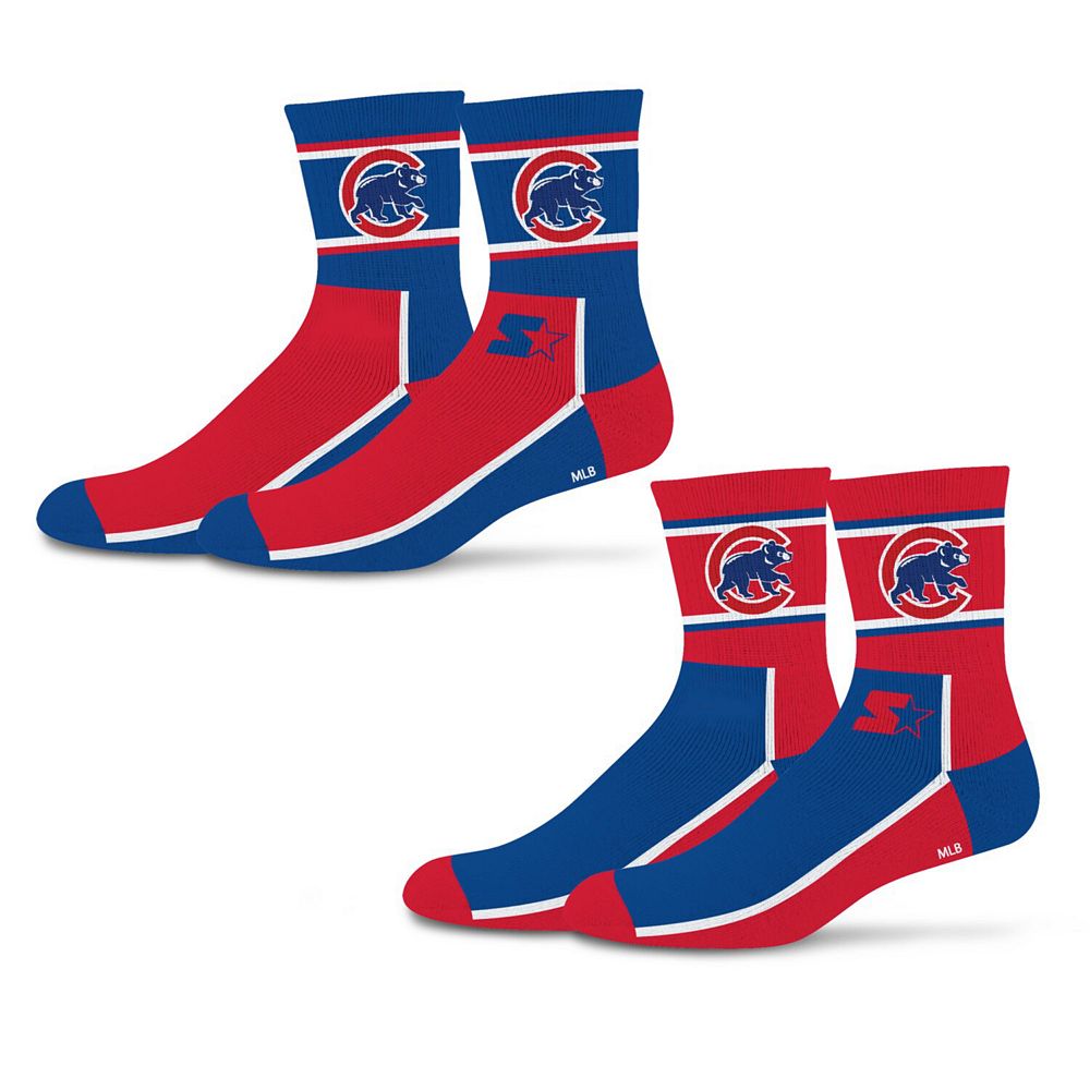Unisex Starter Red/Blue Chicago Cubs Double Color Block 2-Pack Mid-Crew ...