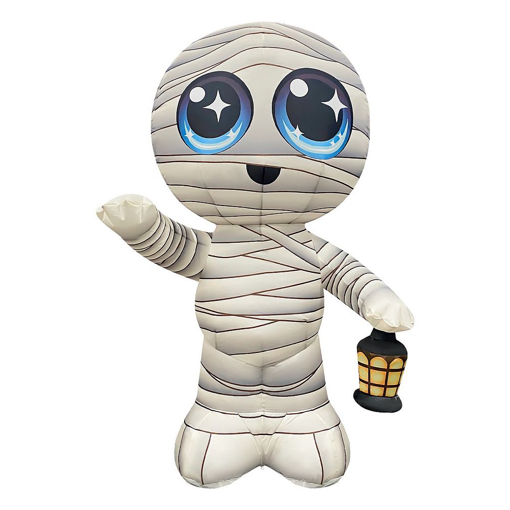 GOOSH 5.2FT Inflatable Cute Mummy with Lantern Light-Up Halloween Yard ...