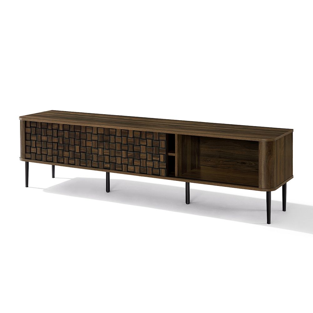 LuxenHome 71" Modern TV Stand for TVs up to 75", Brown Media Console ...