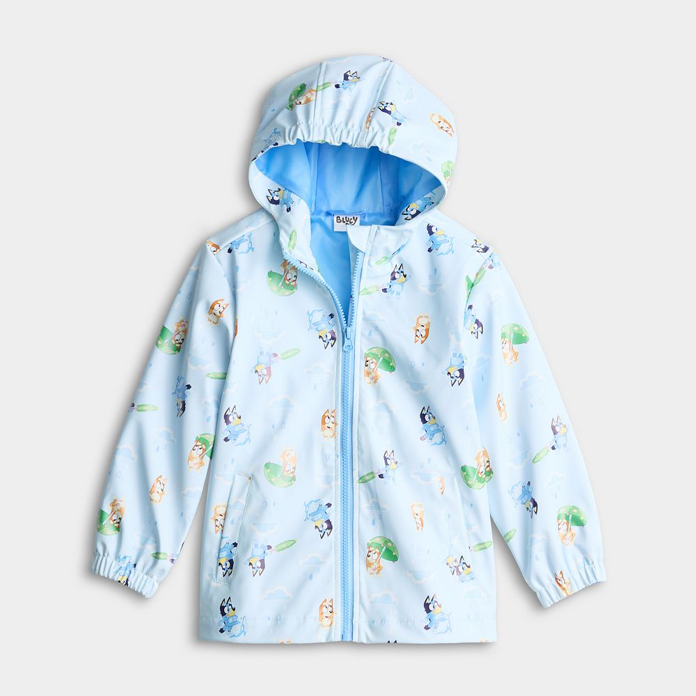 Toddler Girl Dreamwave Bluey Allover Print Hooded Rain Jacket