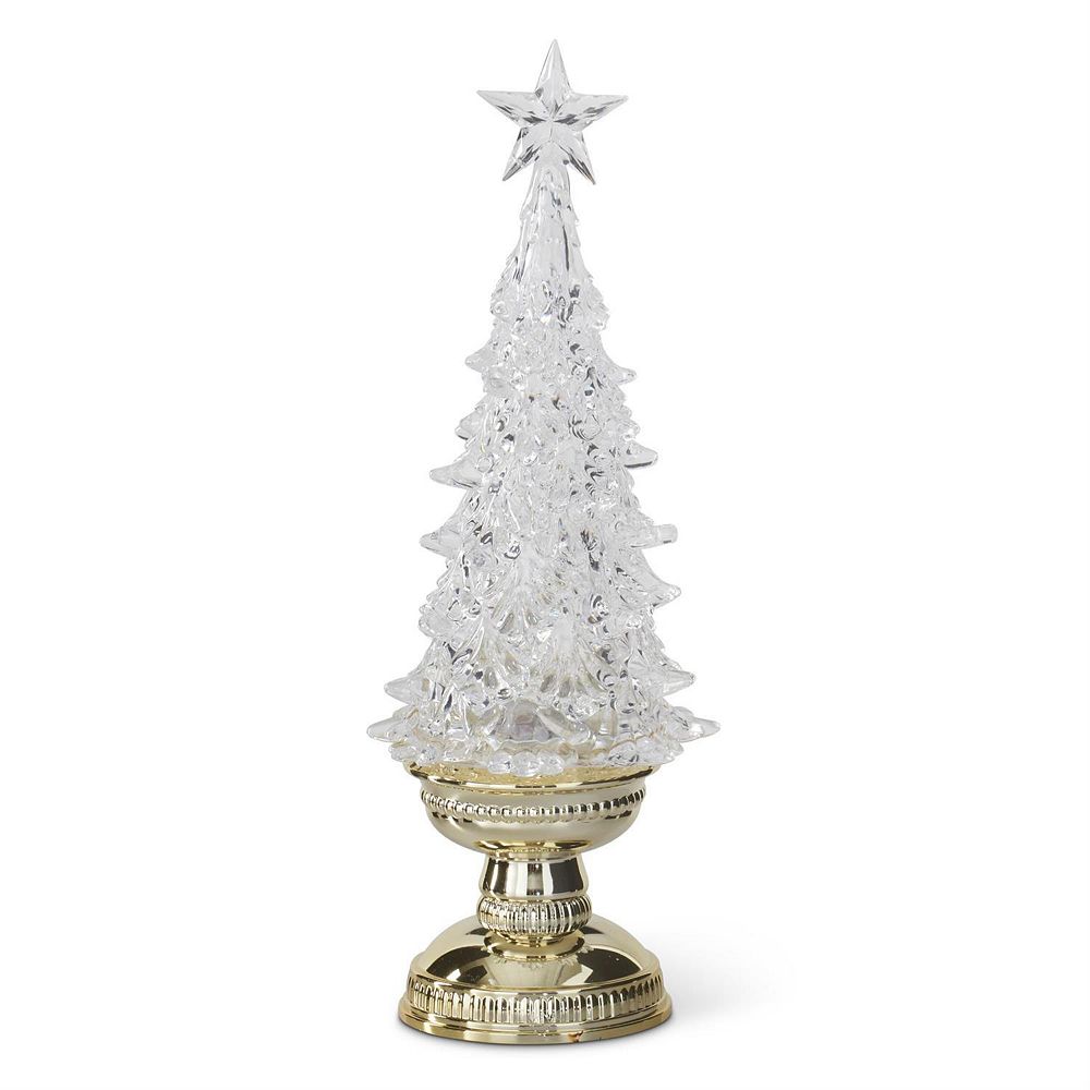 13.75" Gold Water Spinning Christmas Tree with Timer and LED Lights ...