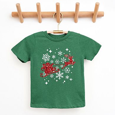 Santa Sleigh Glitter - Toddler Short Sleeve Tee and Kids Youth Short ...