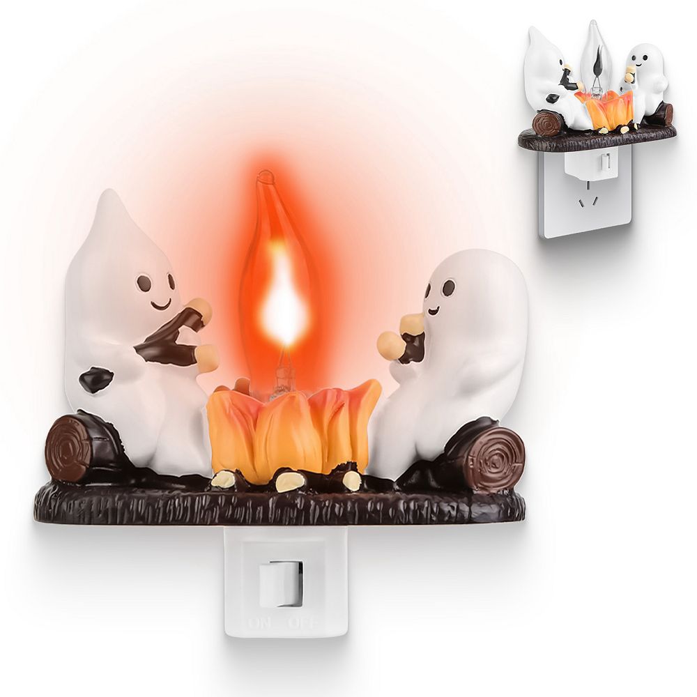 2Pcs Ghost Campfire Flickering Flame Night Light Halloween Bedroom ...