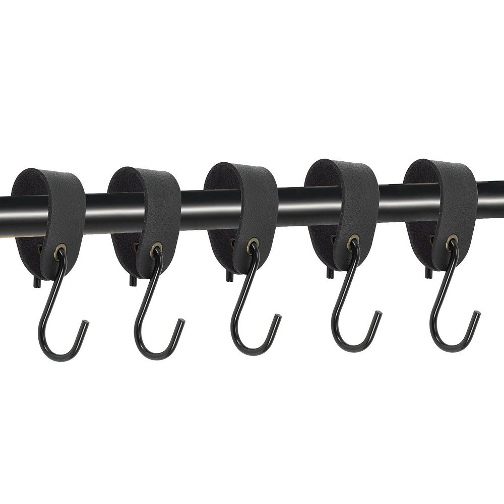 Pack of 5 S Hooks with Leather Loop Coat Hook Metal Hook Multi-Purpose ...