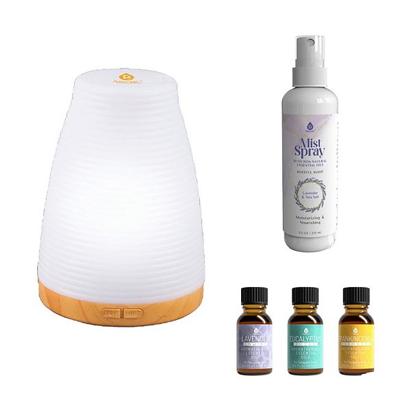 Pursonic Aromatherapy Essentials Bundle with USB Diffuser, 3-Pack Oils ...