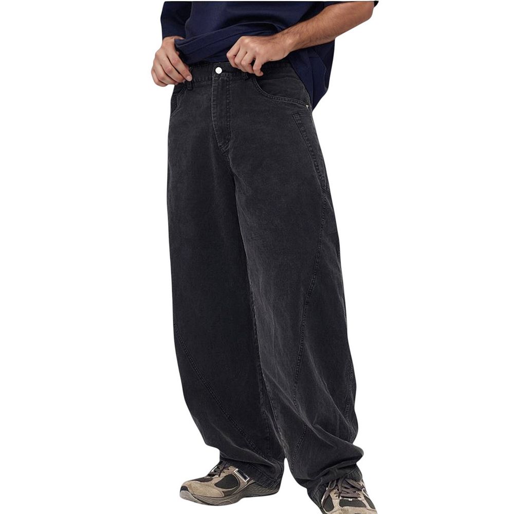 Men's Wide Leg Relaxed Fit Pants with Classic Five-Pocket Design
