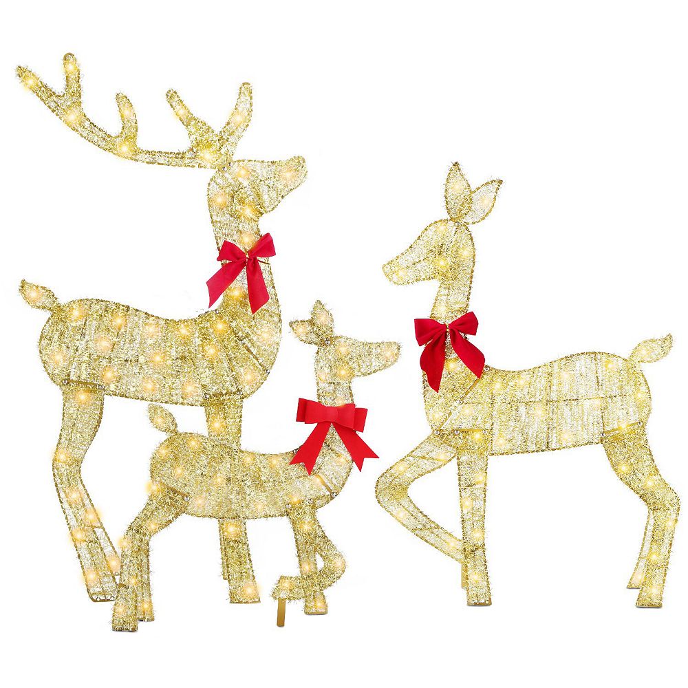 3PCS 2D Lighted Christmas Deer Family Set Indoor/Outdoor Reindeer Decor ...