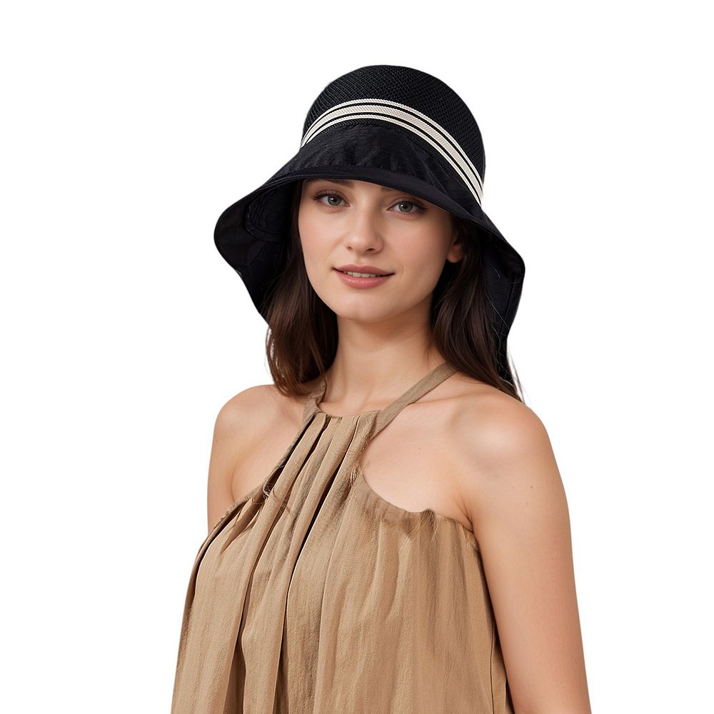 Wide Brim Mesh Sun Hat with Back Bow UV Protection Foldable Travel Hat