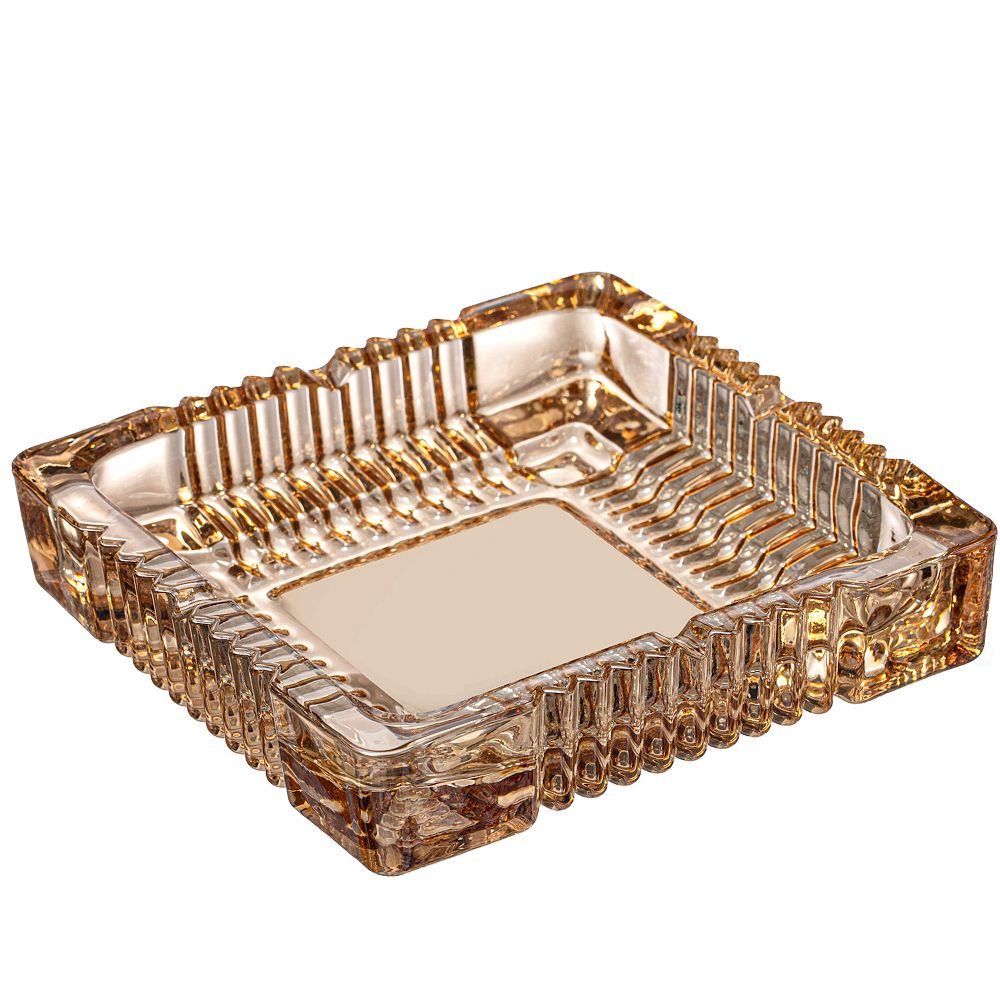 Basicwise Luxury Large Glass Ashtray with 4 Slots for Cigarettes and ...