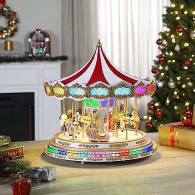 Mr. Christmas LED RGB Light Show Carousel Table Decor