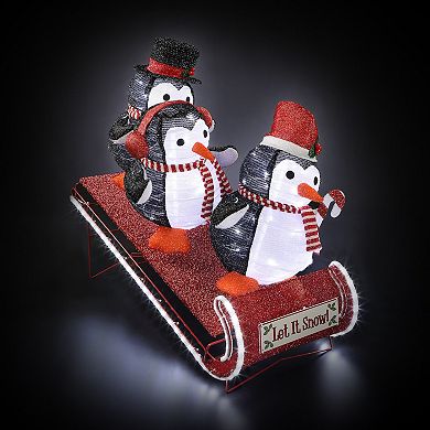 Mr Christmas 38-in. Animated Outdoor Sledding Penguin Buddies Outdoor Decor