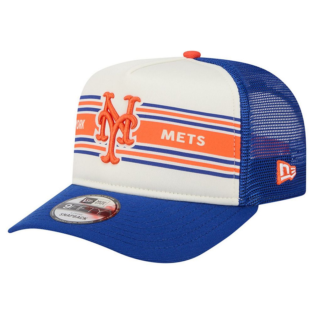 Men's New Era Cream/Royal New York Mets Banner A-Frame 9FIFTY Trucker ...