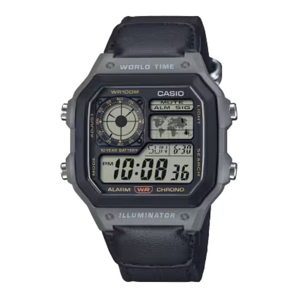 Casio Men's Digital World Map Watch - AE1200WHUB