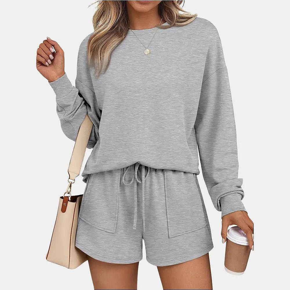 Two Piece Sets for Women Fall Outfits Sweatsuit Sweat Short Sets Casual ...