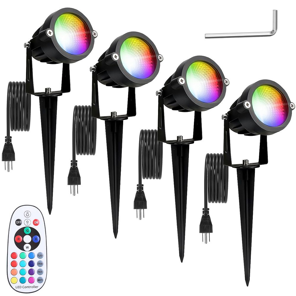 4-Pack RGBW LED Landscape Spotlights, 16-Color Changing Waterproof ...