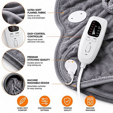 36.6x22in Electric Heating Wrap Fast Heat Pad for Neck & Shoulder Pain ...