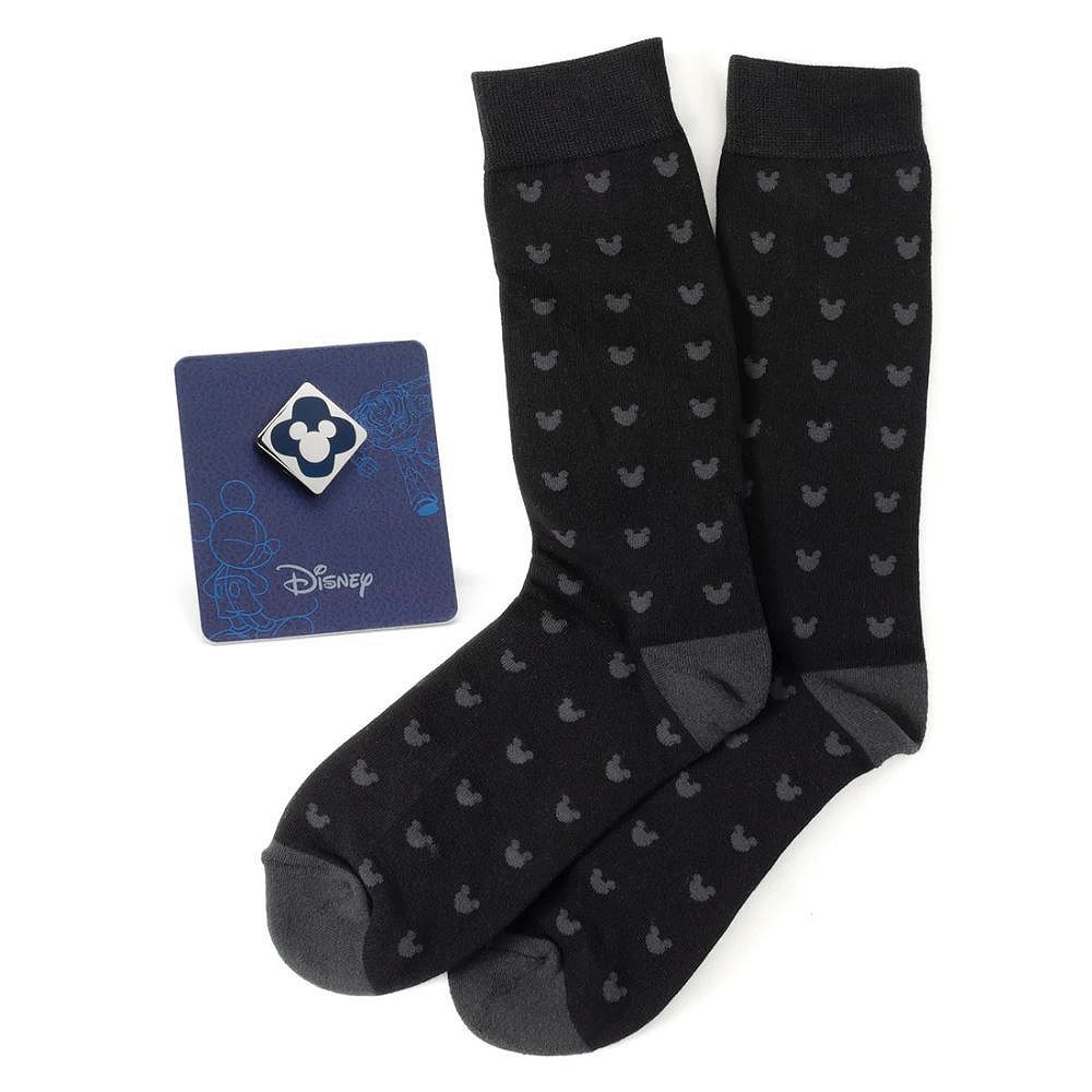 Disney Mickey Mouse Silhouette Motif Black Sock and Mickey Blue Lapel ...