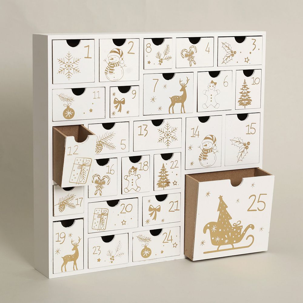 Polar Elegance XMAS Wooden Advent Calendar with 25 Large Drawers ...