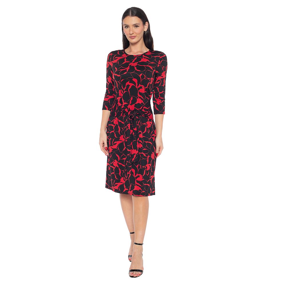 Women's Tash + Sophie Long Sleeve Print ITY Tie Front Dress