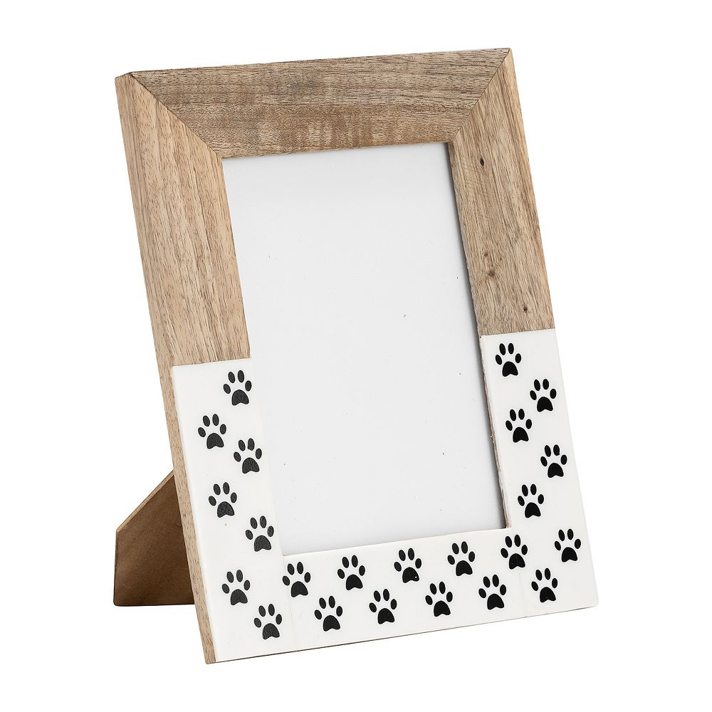 Set of 2 Wooden Picture Frames with Paw Print Design - Rustic Wood ...