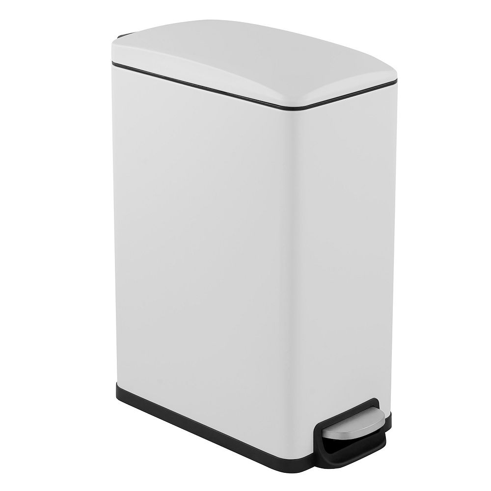 12.9 Gal./ 45 Liter Slim Stainless-Steel-Made Matt White Step-on ...