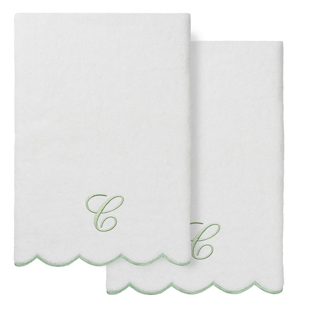 Linum Home Textiles Turkish Cotton Adornia Scallop 2-pc. Personalized ...