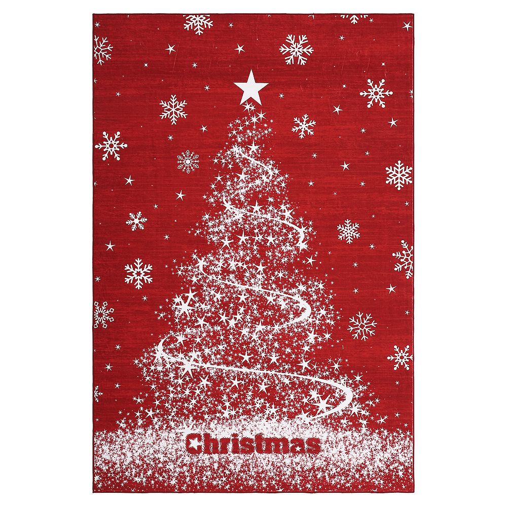 Christmas Washable Rugs Non Slip Christmas Tree Area Rug Low Pile ...