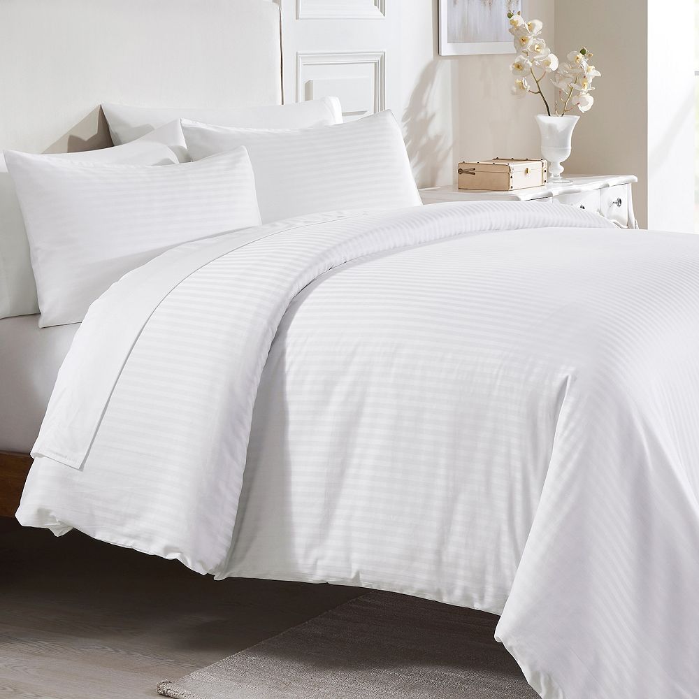 California Design Den Striped Duvet Cover Set - 400 Thread Count 100% ...