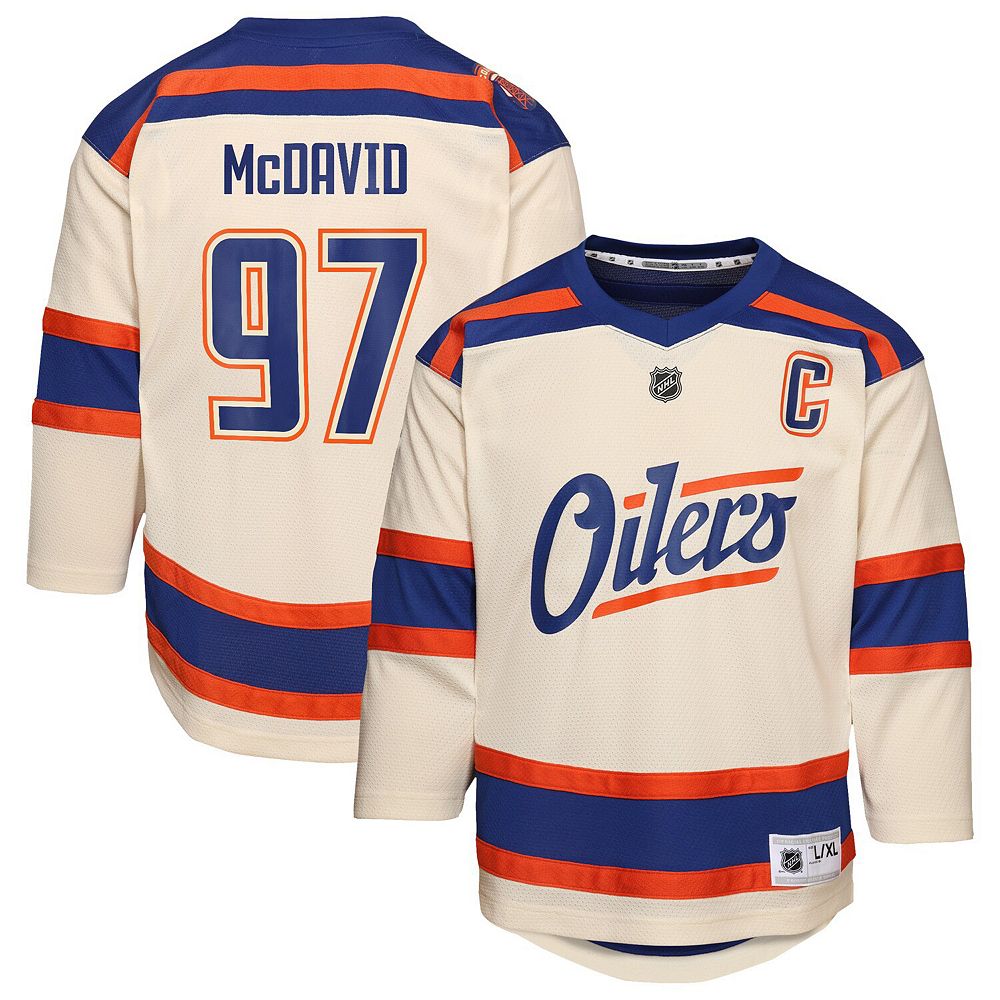 Youth Connor McDavid Light Beige Edmonton Oilers Alternate Replica ...